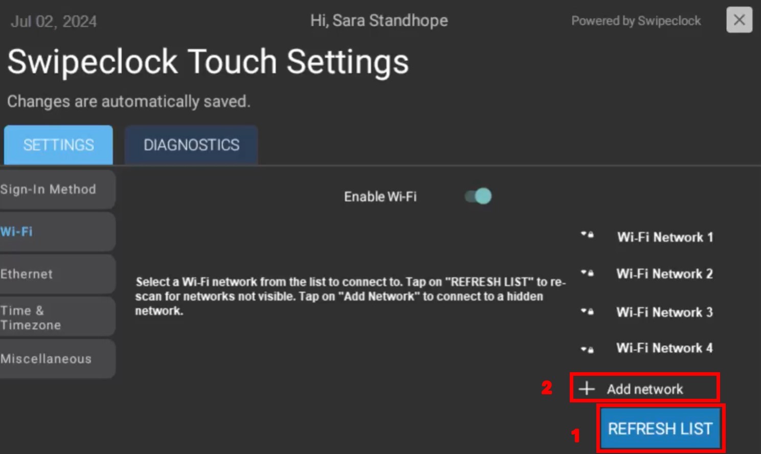 Connect Touch 2 Clock to Wi-Fi